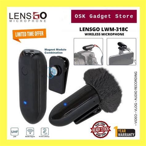 Lensgo LWM 318C Lavalier Wireless Microphone 1 Transmitter 1 Receiver Wireless Mic For