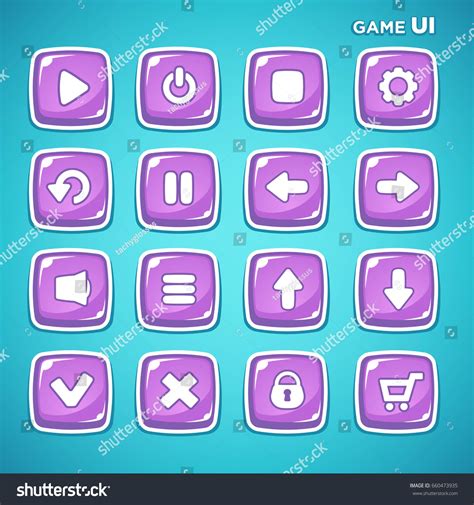 Mobile Game Ui Vector Collection Icons Stock Vector Royalty Free 660473935 Shutterstock
