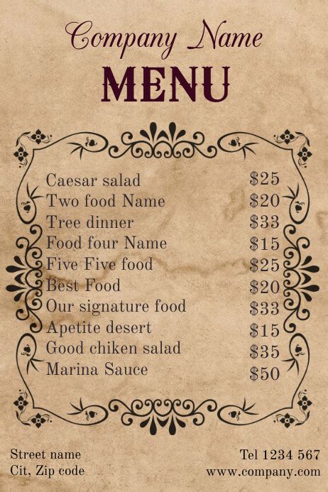 Vintage Menu Ideas