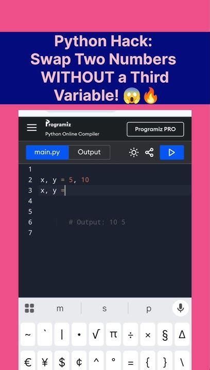 Python Hack Swap Two Numbers Without A Third Variable😱🔥⚡most