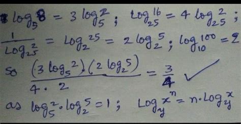 Log8 To The Base5 Log 16 To The Base25 Xlog 100 To The Base10 Solve
