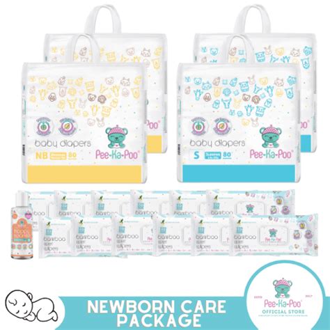 Pee Ka Poo Newborn Care Package 4 Packs Of 80pcs Taped Newbornsmall