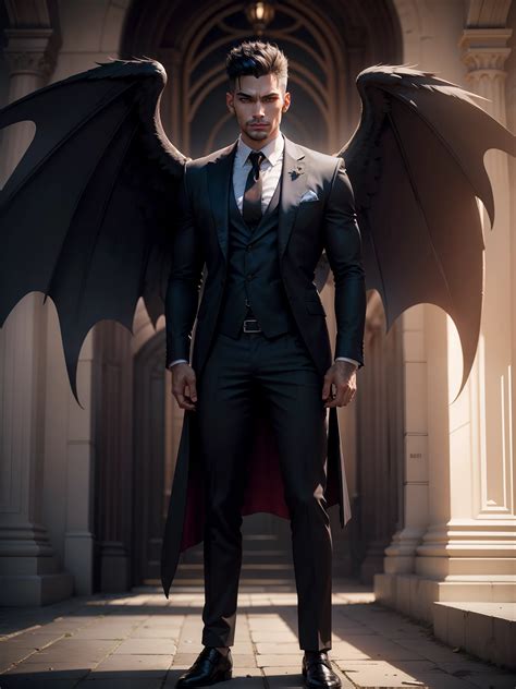 Lucifer Morningstar Stand On The Front Of Dark Big Palace In Dark