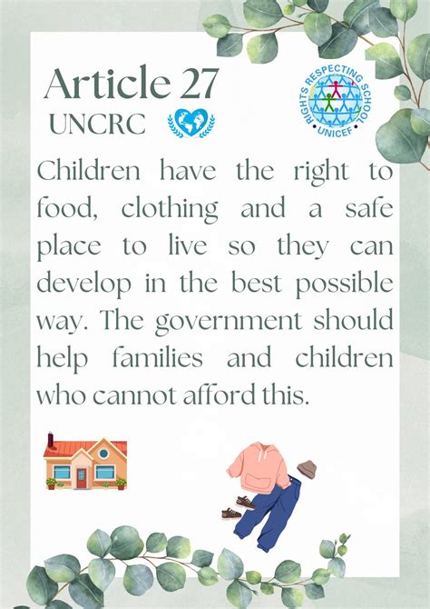 Uncrc Rrs Unicef Article 27 Classroom Display Classroom Poster Teaching