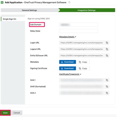 Configuring Saml Sso For Onetrust In Identity360