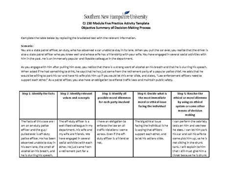Cj 230 Module Five Practice Activity Template Cj 230 Module Five