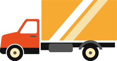 플랫 스타일의 배달 트럭 측면 보기 프리미엄 벡터