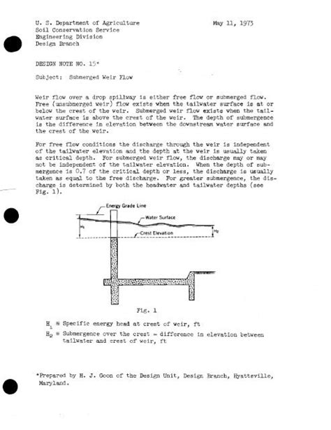 submerged weir flow nrcs irrigation toolbox home page