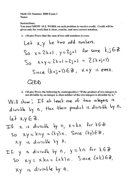 Discrete Mathematics Exam 1 Solved Math 221 Docsity