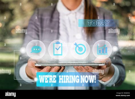 word writing text we re hiring now business photo showcasing recently