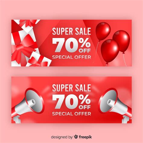 현실적인 기하학적 판매 배너 모음 무료 벡터