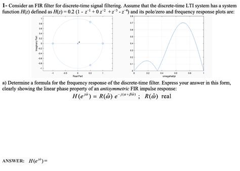 Solved 1 Consider An Fir Filter For Discrete Time Signal