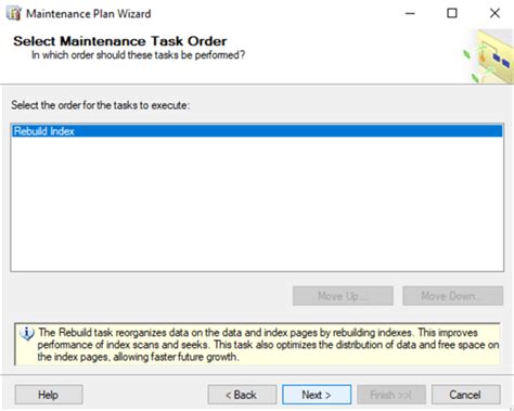 sql server maintenance plans rebuild index task