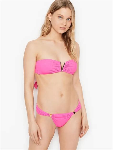 Розовый купальник Victorias Secret с V образным лифом бандо