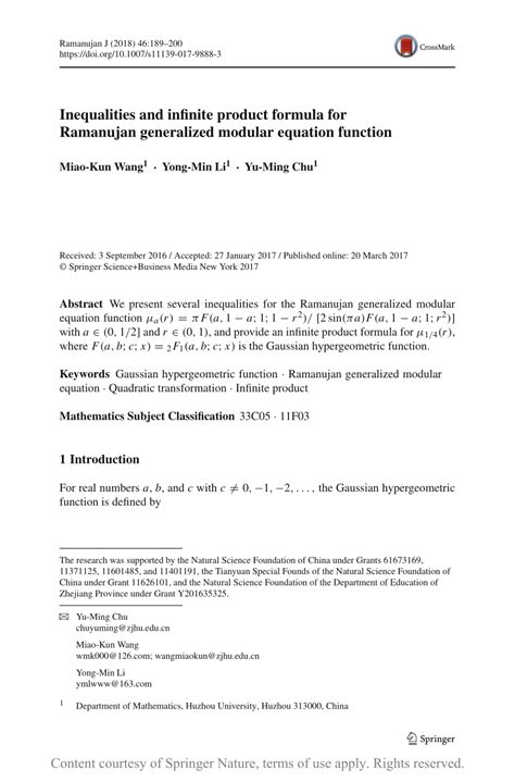 Inequalities And Infinite Product Formula For Ramanujan Generalized Modular Equation Function