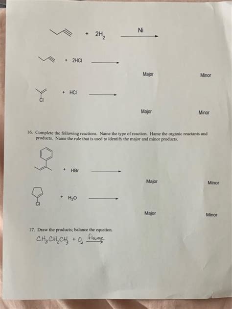 Solved Ni H HCI Major Minor HCI Major Minor Chegg Com