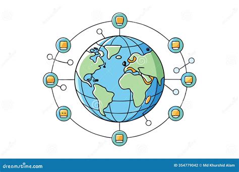 Global Data Network Illustration Showing Interconnected Nodes Around A Globe Symbolizing