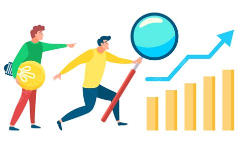 Chart With Rising Arrow Vector Business Statistic Magnify Png And