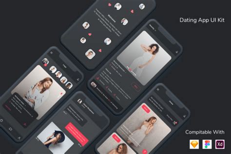 Dating App Ui Kit Dark Mode Graphic By Betush · Creative Fabrica