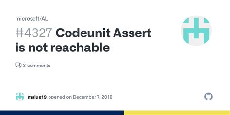 Codeunit Assert Is Not Reachable · Issue 4327 · Microsoftal · Github