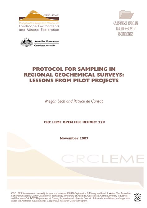 pdf protocol for sampling in regional geochemical surveys lessons
