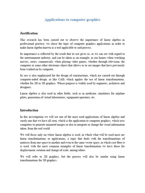 application of linear algebra to computer graphics pdf matrix mathematics 2 d computer