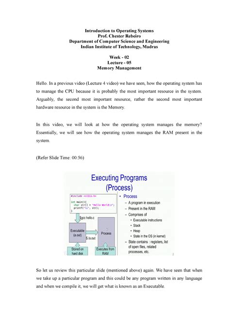 Lec6 Notes Introduction To Operating Systems Prof Chester Rebeiro Department Of Computer