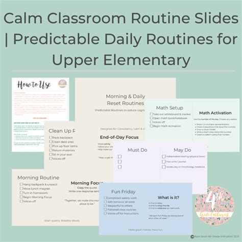 Calm Classroom Routine Slides Predictable Daily Routines For Upper