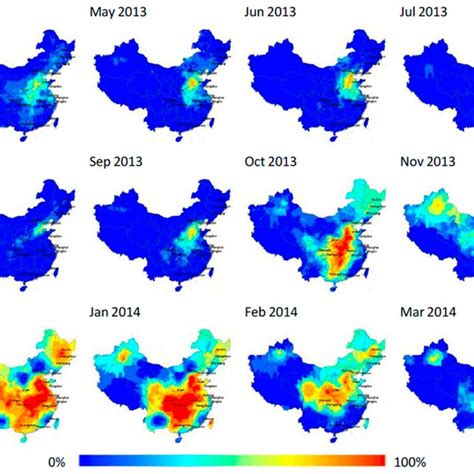 Spatiotemporal Variation Of Pm2 5 Exposure Duration The Color Ramp