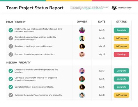 Team Project Status Report Template Venngage