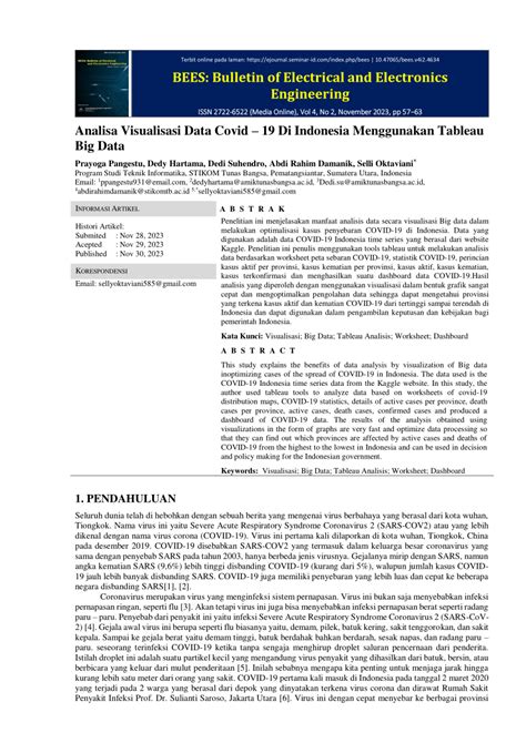 Pdf Analisa Visualisasi Data Covid 19 Di Indonesia Menggunakan