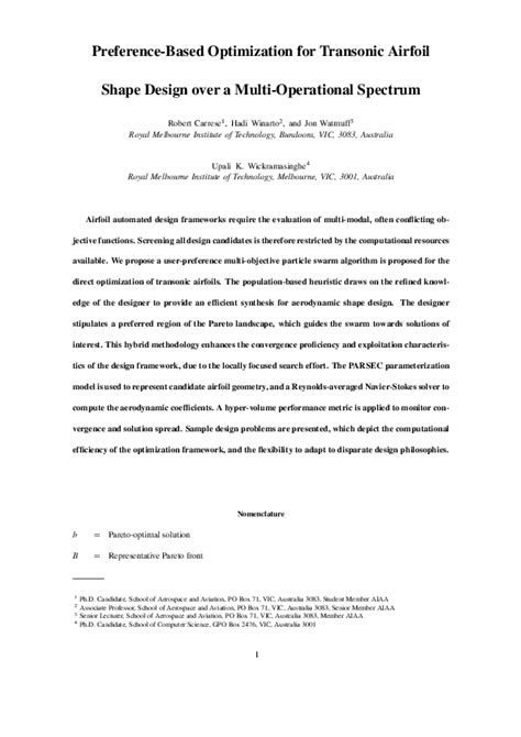 Pdf Preference Based Optimization For Efficient Airfoil Shape Design Over A Multi Operational
