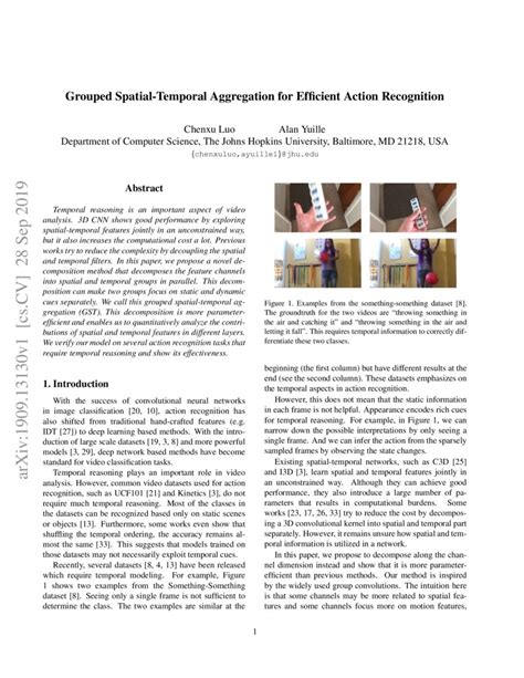 Grouped Spatial Temporal Aggregation For Efficient Action Recognition Deepai