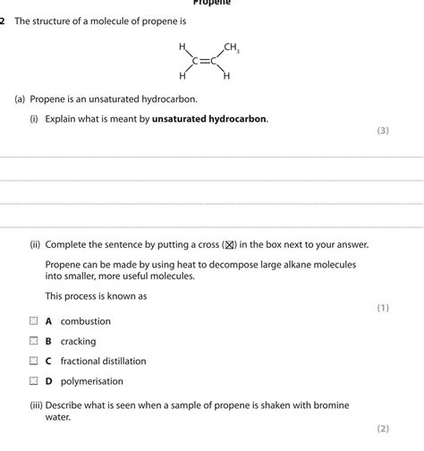 Gcse Edexcel Chemistry Alkenes The Structure Of A Molecule Of P