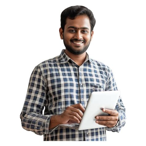 Premium PSD Smiling Indian Man User Student Or Employee Standing