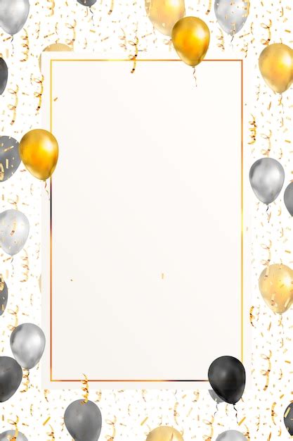 밝은 황금 뱀 색종이와 풍선 럭셔리 세로 배경 프리미엄 벡터