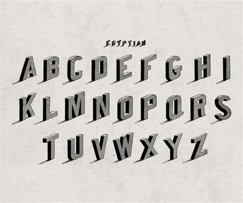 19th Century Egyptian Alphabet Isometric Lettering Fonts Two
