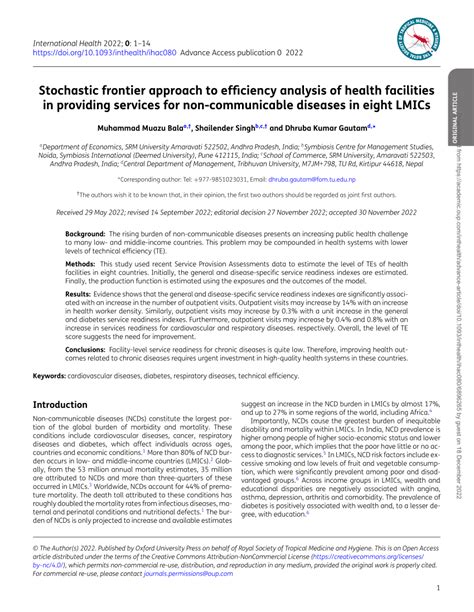 Pdf Stochastic Frontier Approach To Efficiency Analysis Of Health