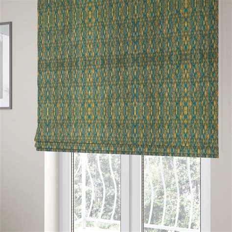 Jangwa Modern Two Tone Stripe Pattern Upholstery Curtains Gold Blue