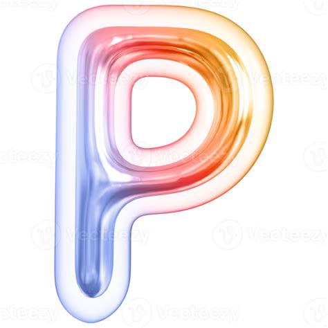 Gradient Bubble Letter P Font 3d Render 36305245 Png