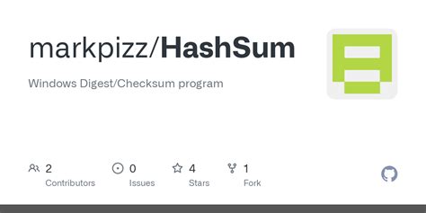 GitHub Markpizz HashSum Windows Digest Checksum Program