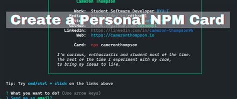 Create Your Own Npm Card Part 1 Dev Community