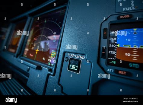 Airbus Cockpit Shot With Displays And Terr On Nd Button View Clear