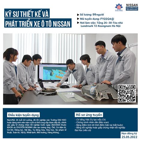 Thông báo tuyển dụng của Công ty TNHH Nissan Automotive Technology Việt Nam NATV