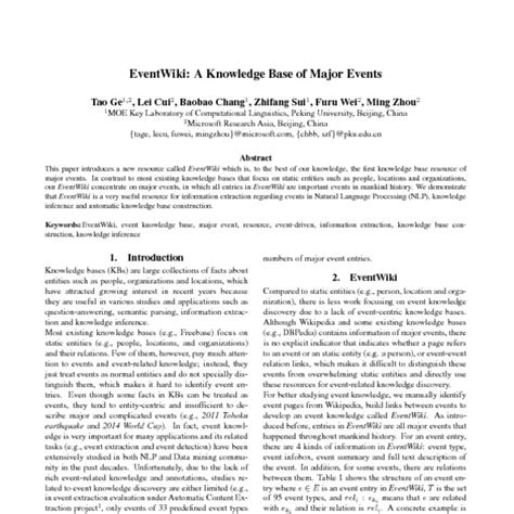 Eventwiki A Knowledge Base Of Major Events Acl Anthology