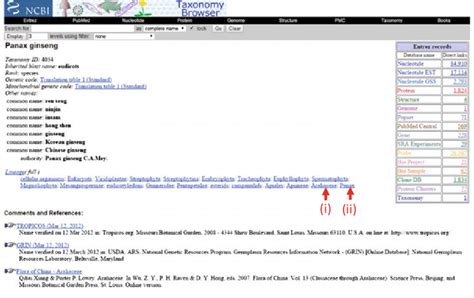 3 Search Page Of Ncbi Taxonomy Databases After Taxonomic Search Ncbi