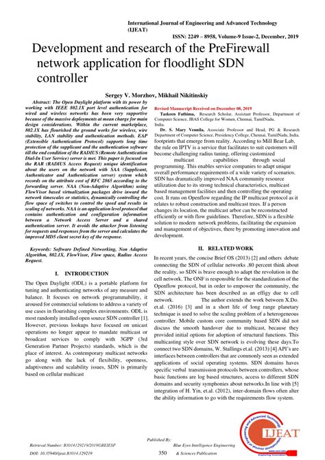 Pdf Development And Research Of The Prefirewall Network Application For Floodlight Sdn Controller