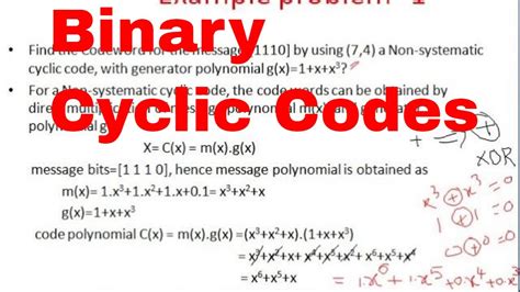 binary cyclic code introduction mathematical structure types of cyclic codes example