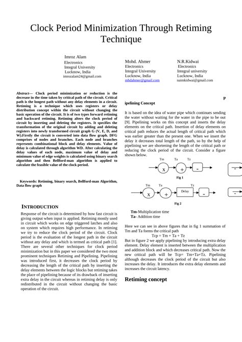 Pdf Clock Period Minimization Through Retiming Technique