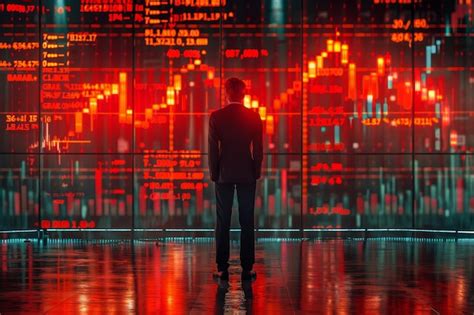 A Man Stands In Front Of A Wall Of Graphs And Charts Premium Ai Generated Image